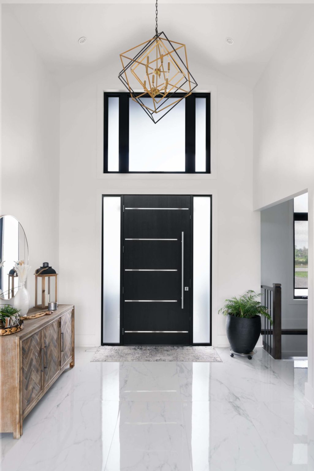 Contemporary Cherry Exterior Door with Stainless Inlays | Morgan ...