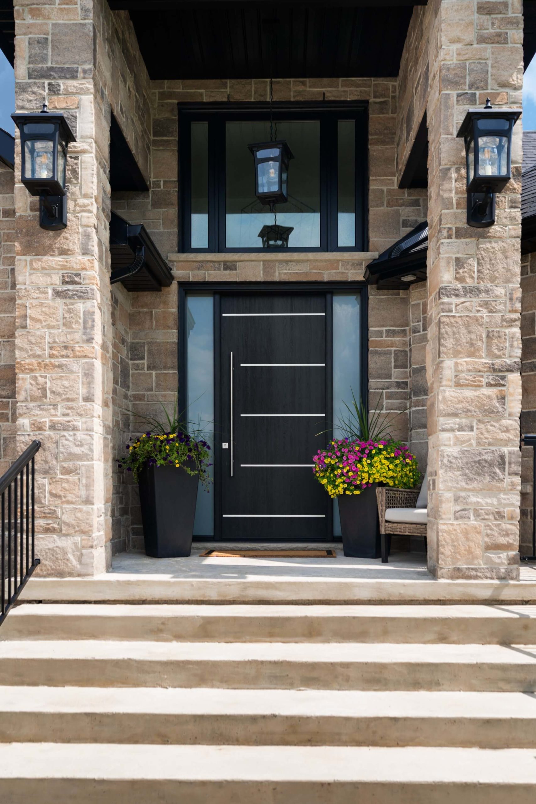 Contemporary Cherry Exterior Door with Stainless Inlays | Morgan ...