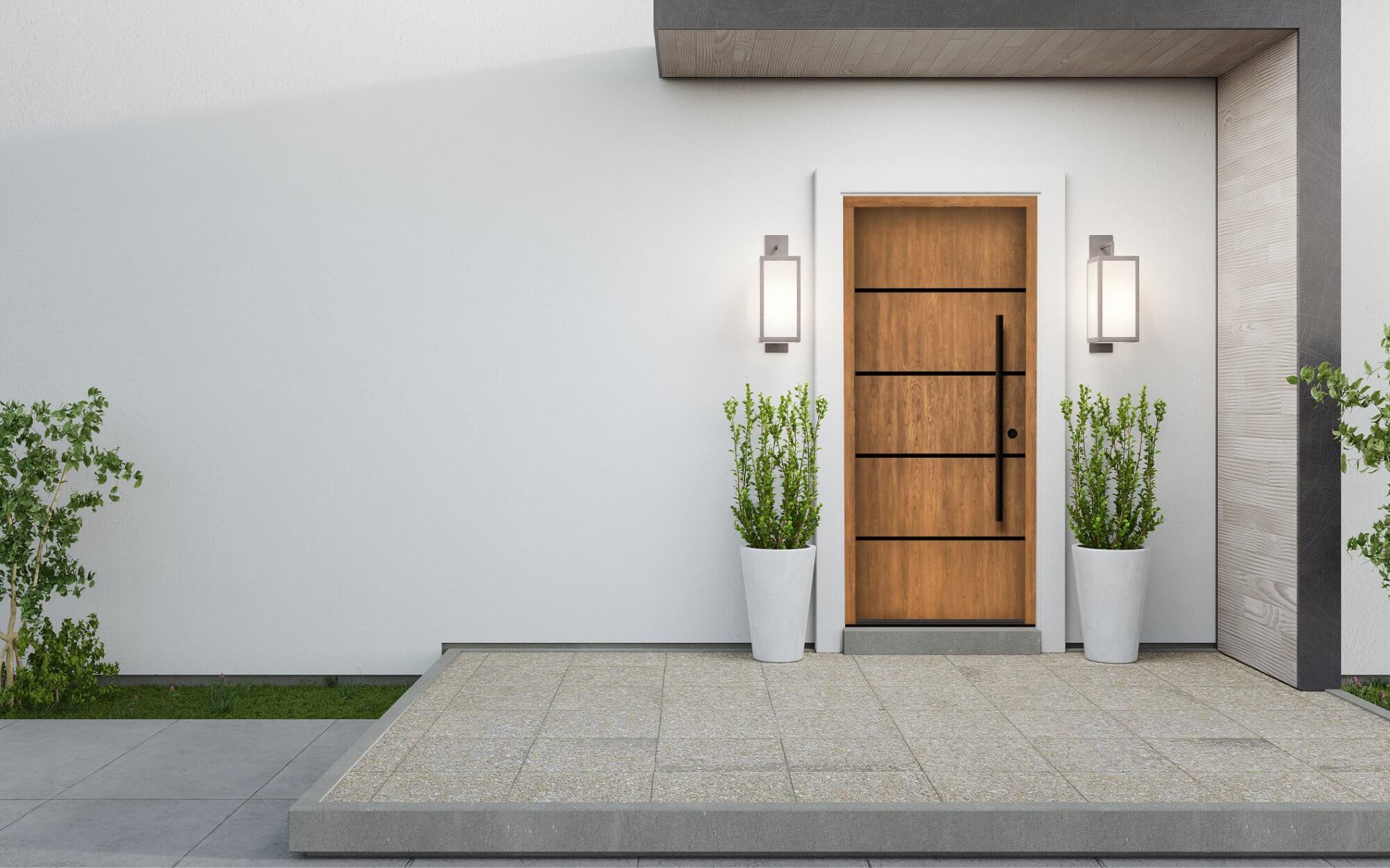 Contemporary Cherry Exterior Door with Stainless Inlays | Morgan ...