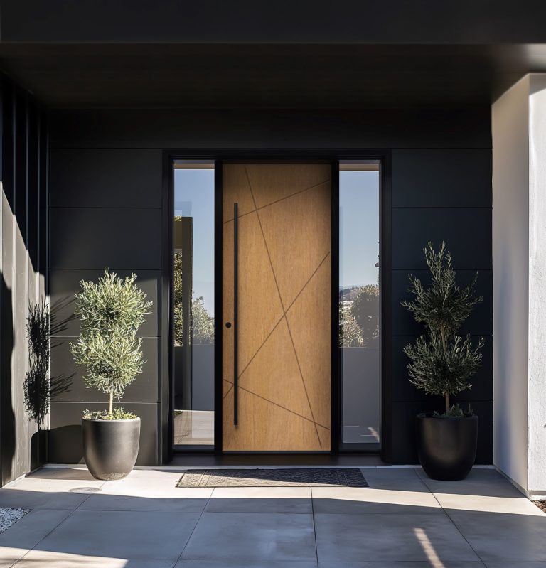 The Milo Contemporary Cherry Engraved Fiberglass Exterior Door | Milo ...