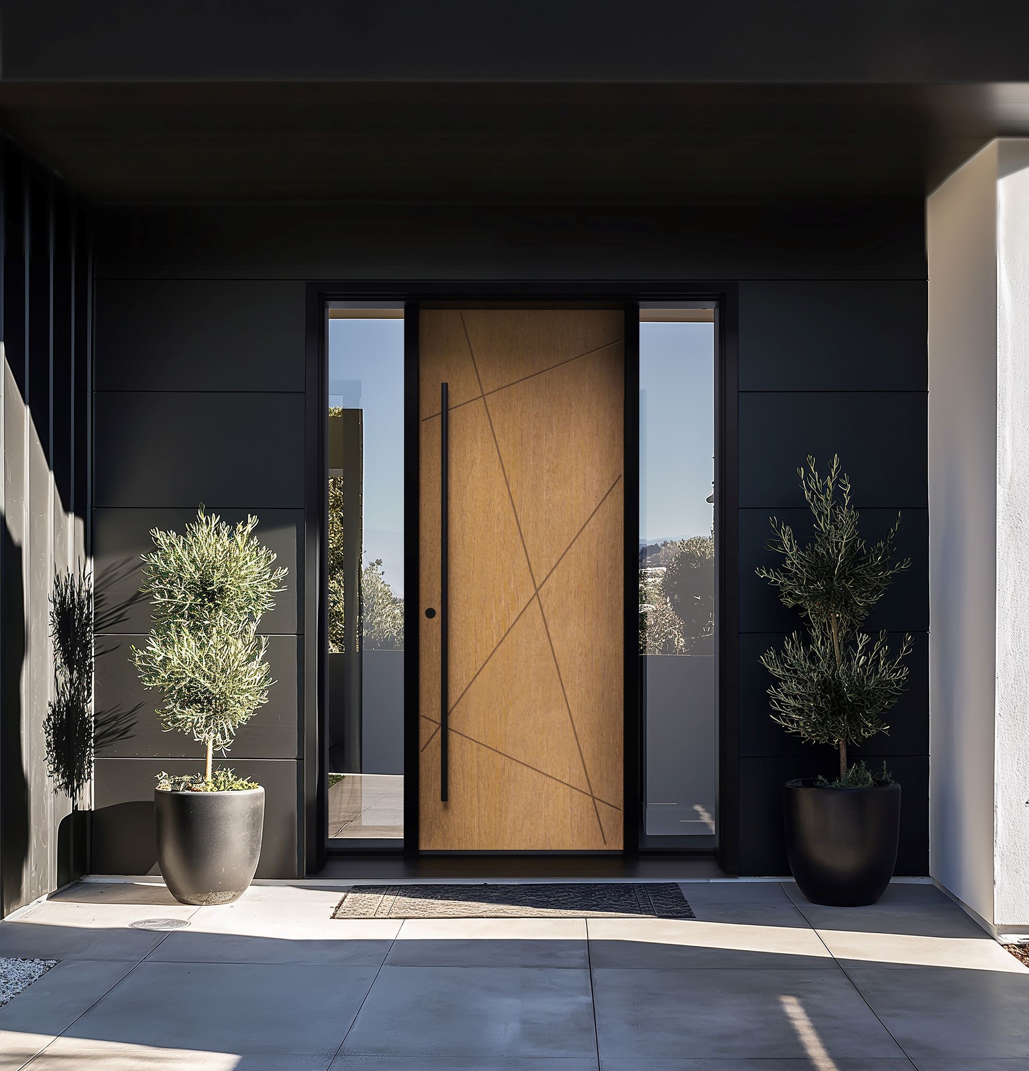 The Milo Contemporary Cherry Engraved Fiberglass Exterior Door | Milo ...